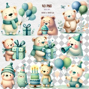 Bear Birthday, Bear Birthday Card, Cute Bear, Birthday Clipart ...
