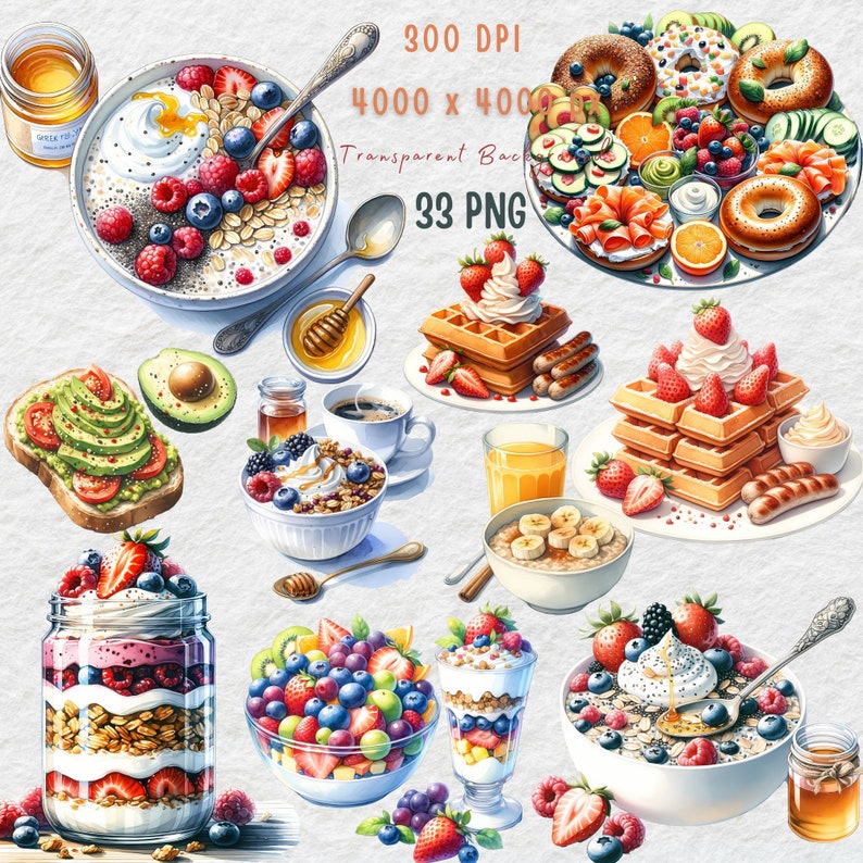Breakfast Png, Breakfast Clipart, Breakfast Print, Jam, Breakfast ...