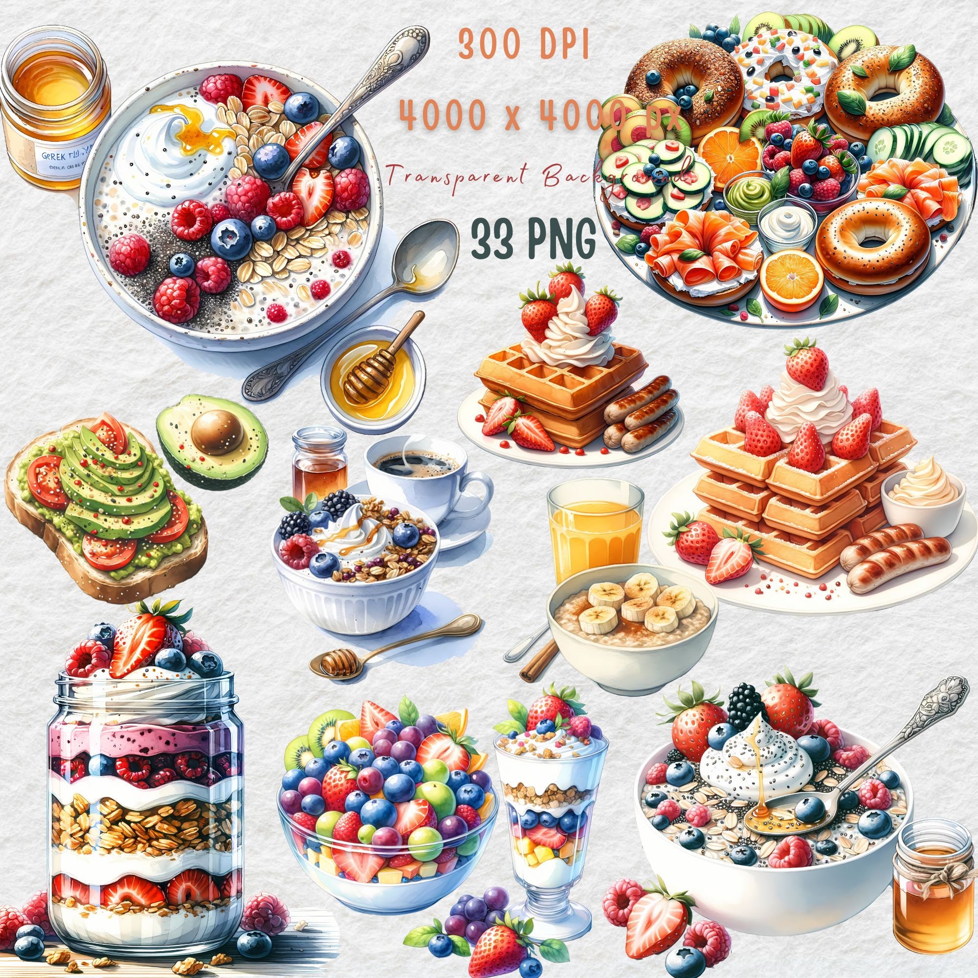 Breakfast Png, Breakfast Clipart, Breakfast Print, Jam, Breakfast ...