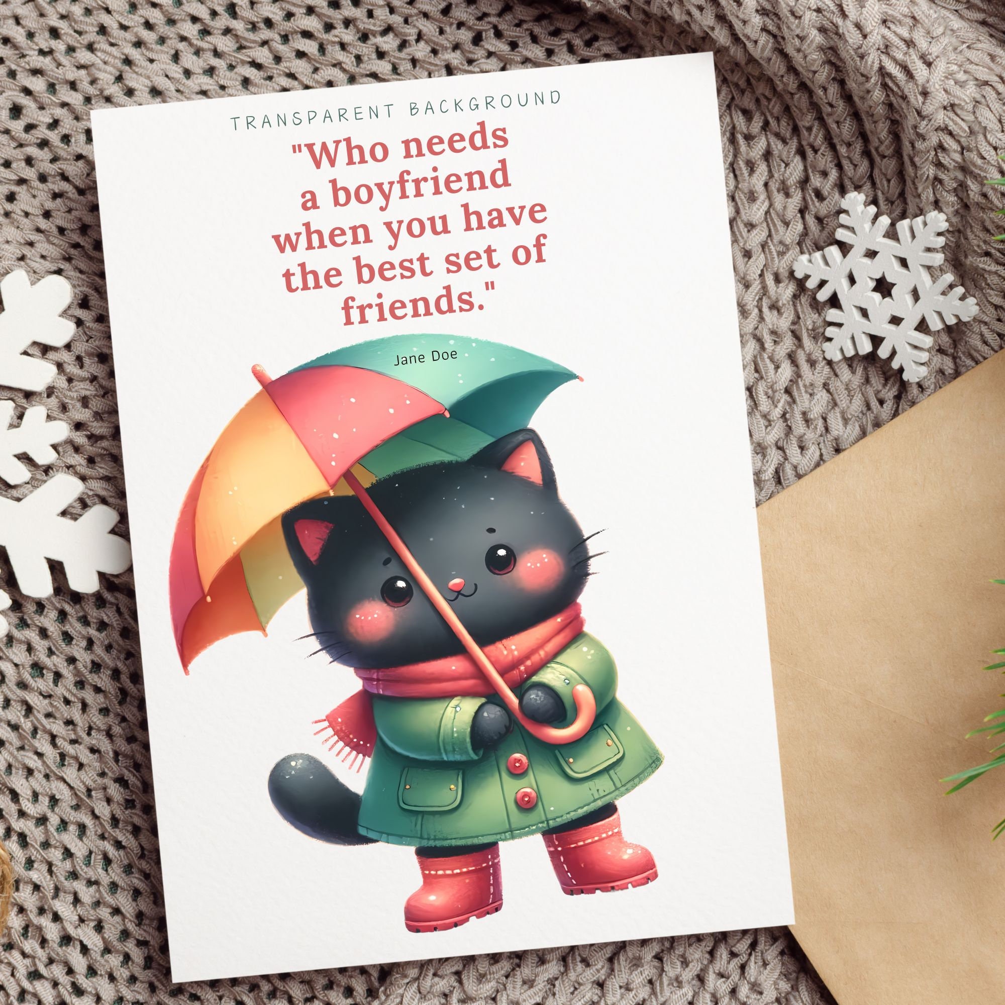 Black Cat, Cute Cat Clipart, Cat Umbrella, Cat in Raincoat Clipart ...