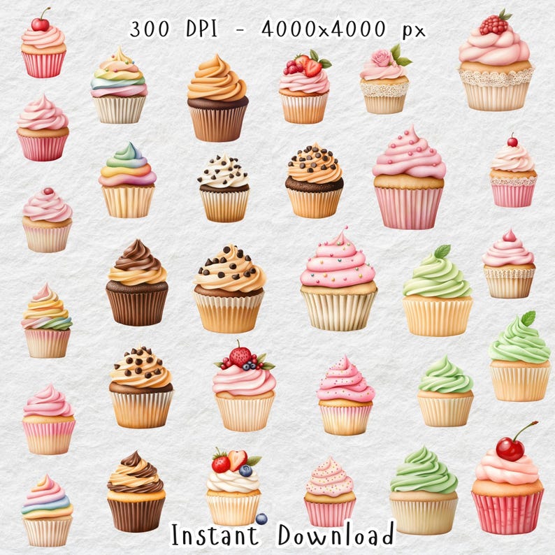 Cupcake Clipart Bundle: Baking & Dessert Graphics (digital Download) - Etsy