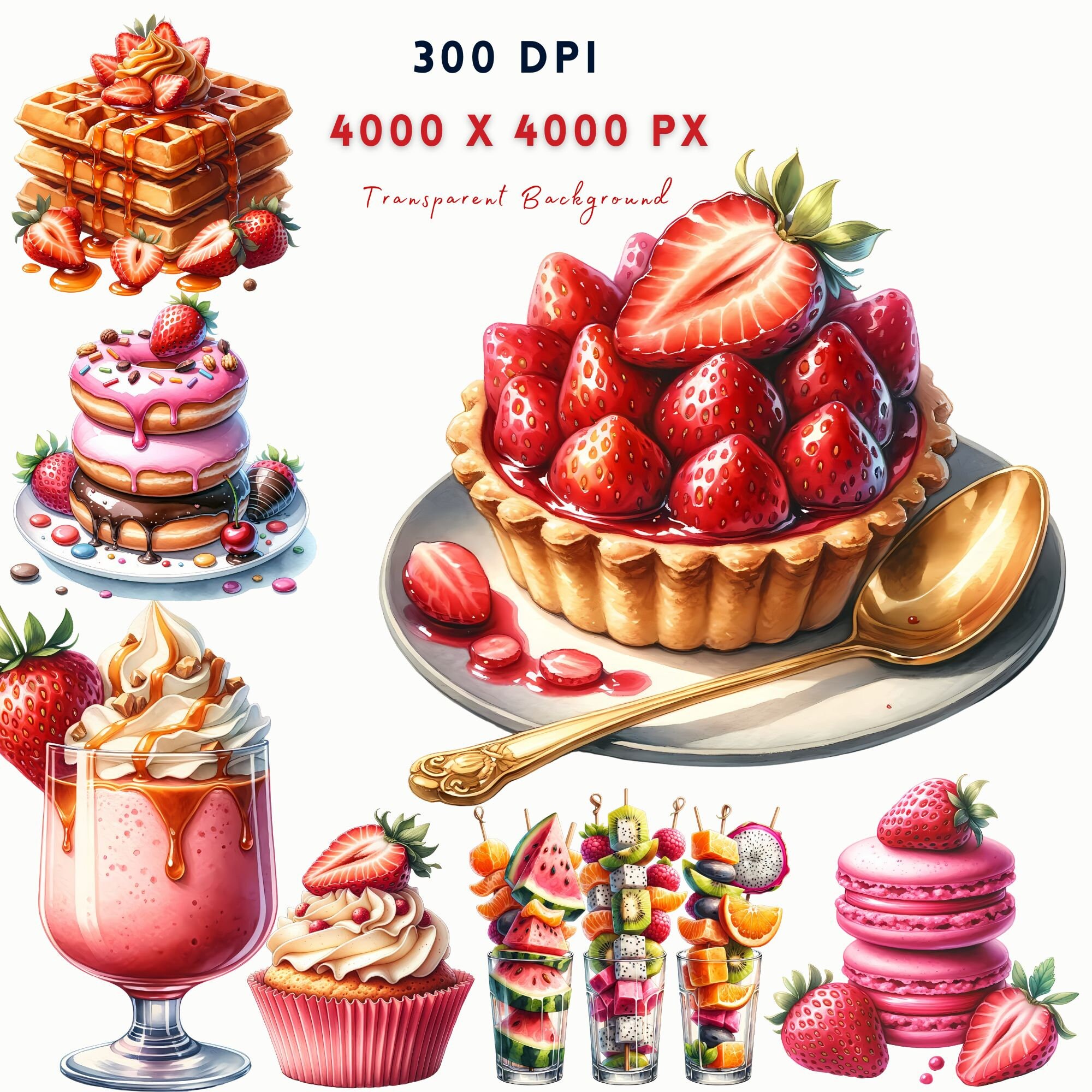 Watercolor Strawberry Clipart, Strawberry Shortcake, Strawberries ...