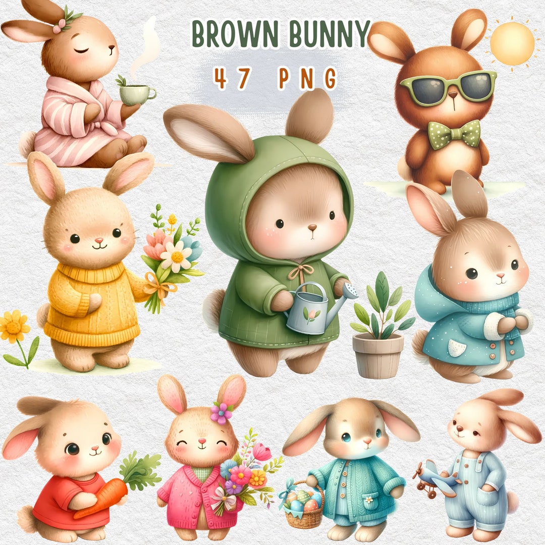 Brown Bunny , Rabbit Clipart, Bunny Clipart, Little Bunny Clipart ...