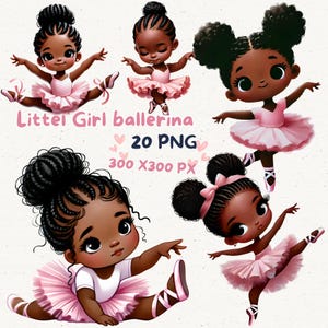 Pink Ballerina Clipart: Afro-american Girl PNG, Baby Shower (digital ...