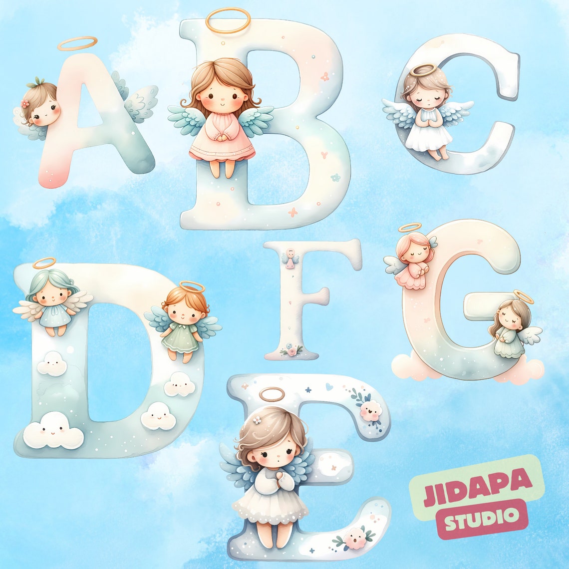 Christmas Angel Alphabet Clipart Fairy Alphabet Christmas - Etsy