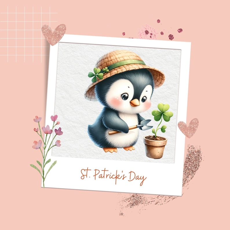 Cute St. Patrick's Day Clipart Bundle, Cute Shamrock PNG, Watercolor ...