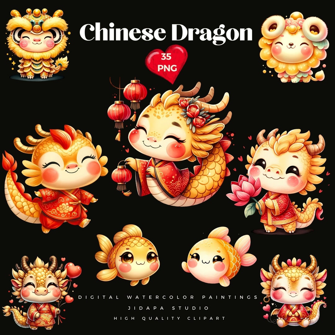 2024 Chinese Dragon Clipart, Cute Dragon Clipart, Chinese Lunar New ...