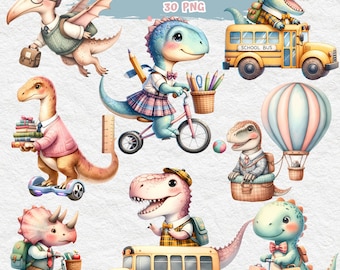 Dino Back to School Clipart Illustration First Grade Commercial Use ...