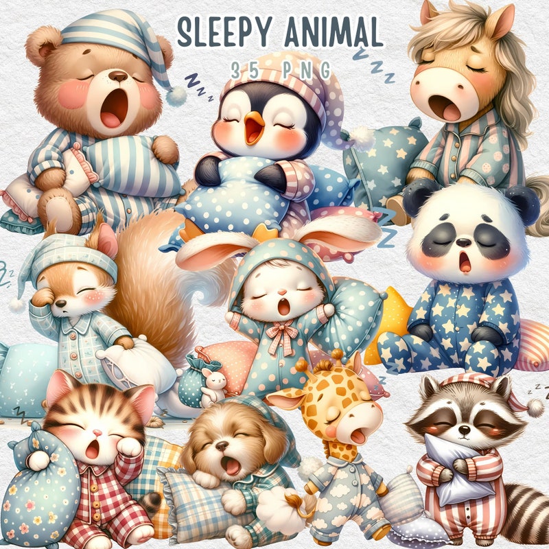 Sleeping Animals Clipart - Etsy