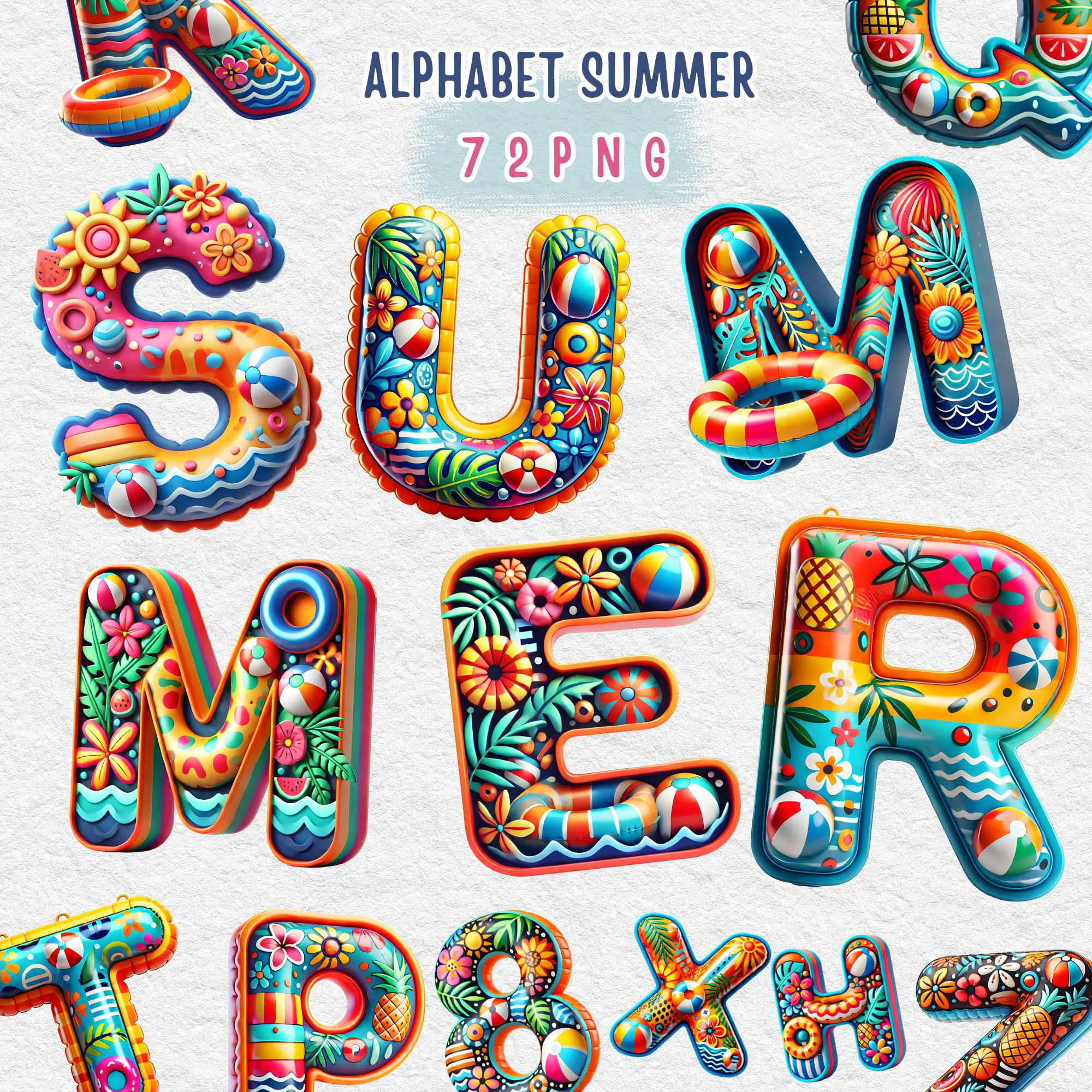 Alphabet Summer, Summer Alphabet Png, Alphabet Summer, Summer Font , 3D ...