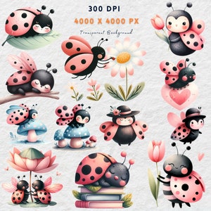Pink Ladybug Valentine Clipart, Love Bug Clipart, Valentine Sublimation ...