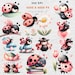 Pink Ladybug Valentine Clipart, Love Bug Clipart, Valentine Sublimation ...