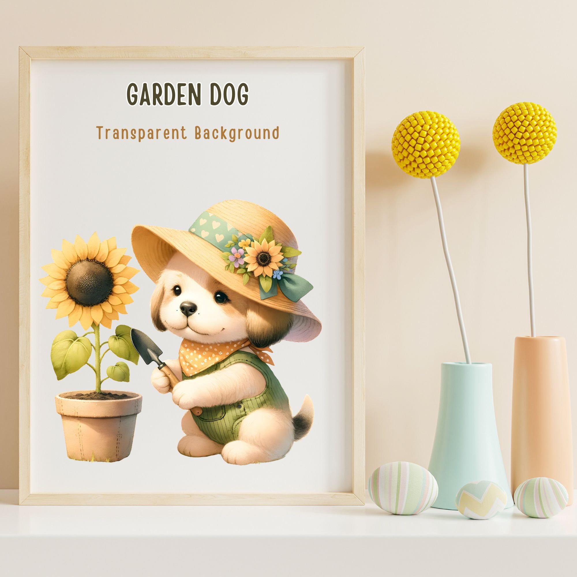 Garden Dog, Cute Dog Clipart, Garden Dog Print, Dogs Clipart, Nursery ...