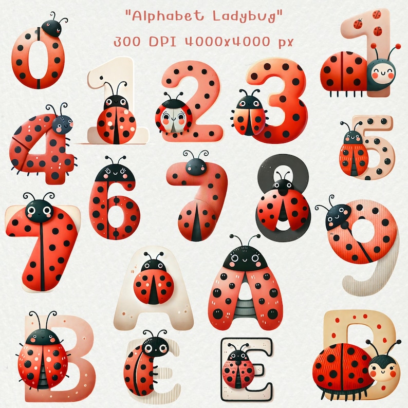 Alphabet Ladybug Clipart, Love Bug Clipart, Ladybug Font, Ladybug ...