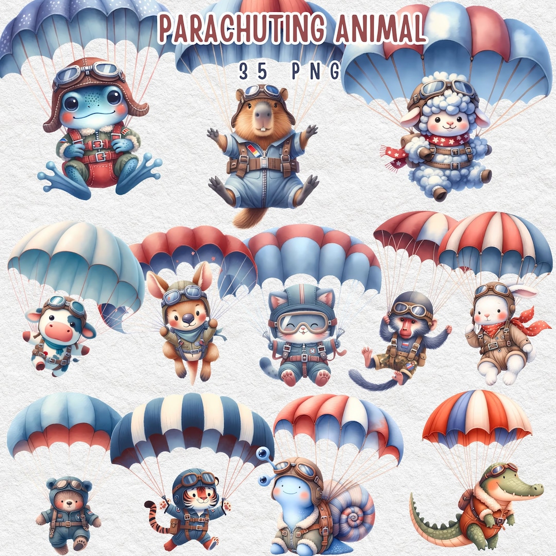 Parachuting Clipart, Aviator Clipart, Cute Animals Clipart, Cute ...