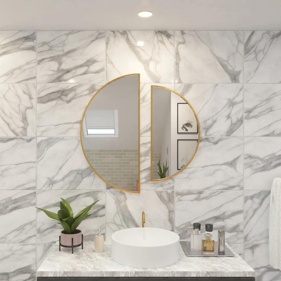 Aurelian Arc Mirror With Golden Frame Luxurious Brushed Gilded Aluminum ...