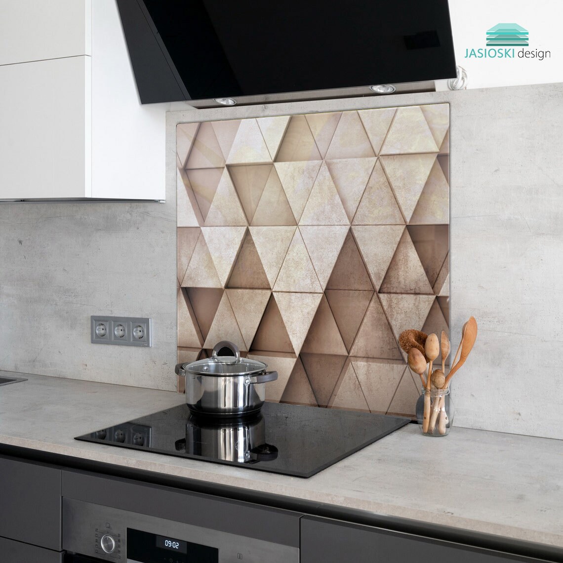 3D Optical Illusion Triangle Glass Panel Modern Hardened Backsplash ...
