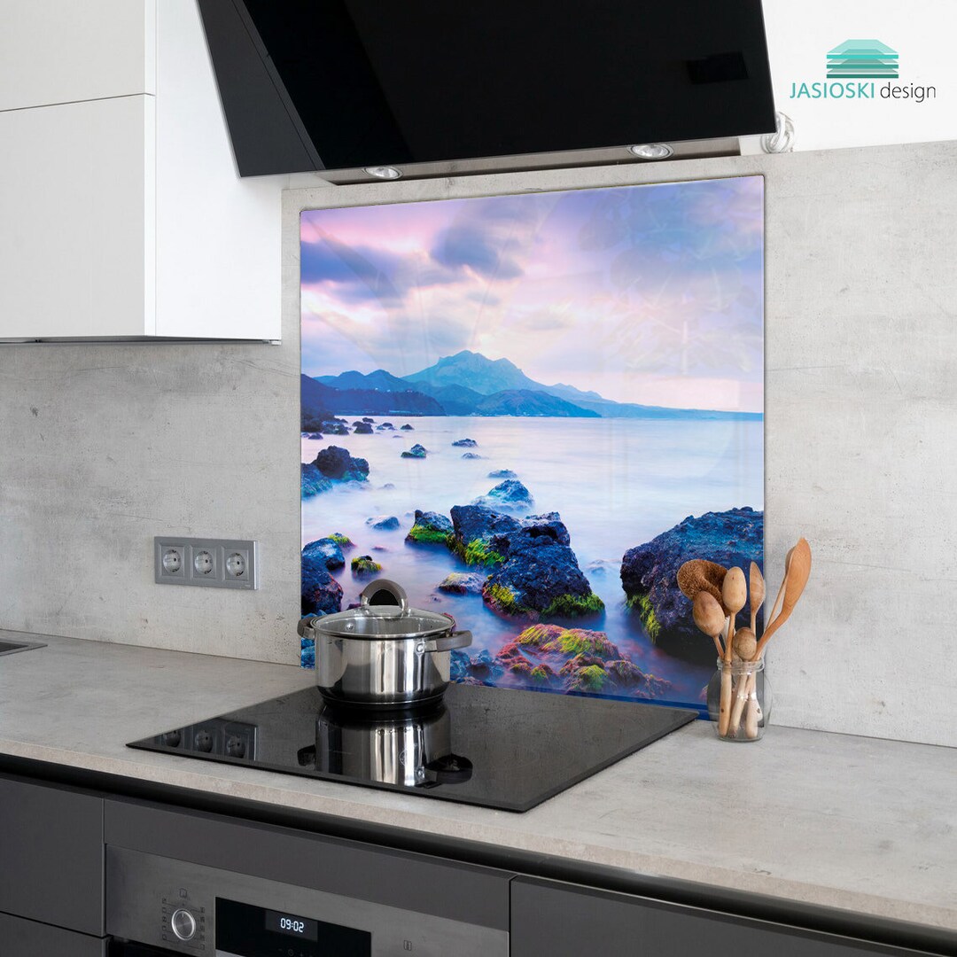 Glass Panels Landscape, Tempered Glass Stove Backsplash, Kitchen ...