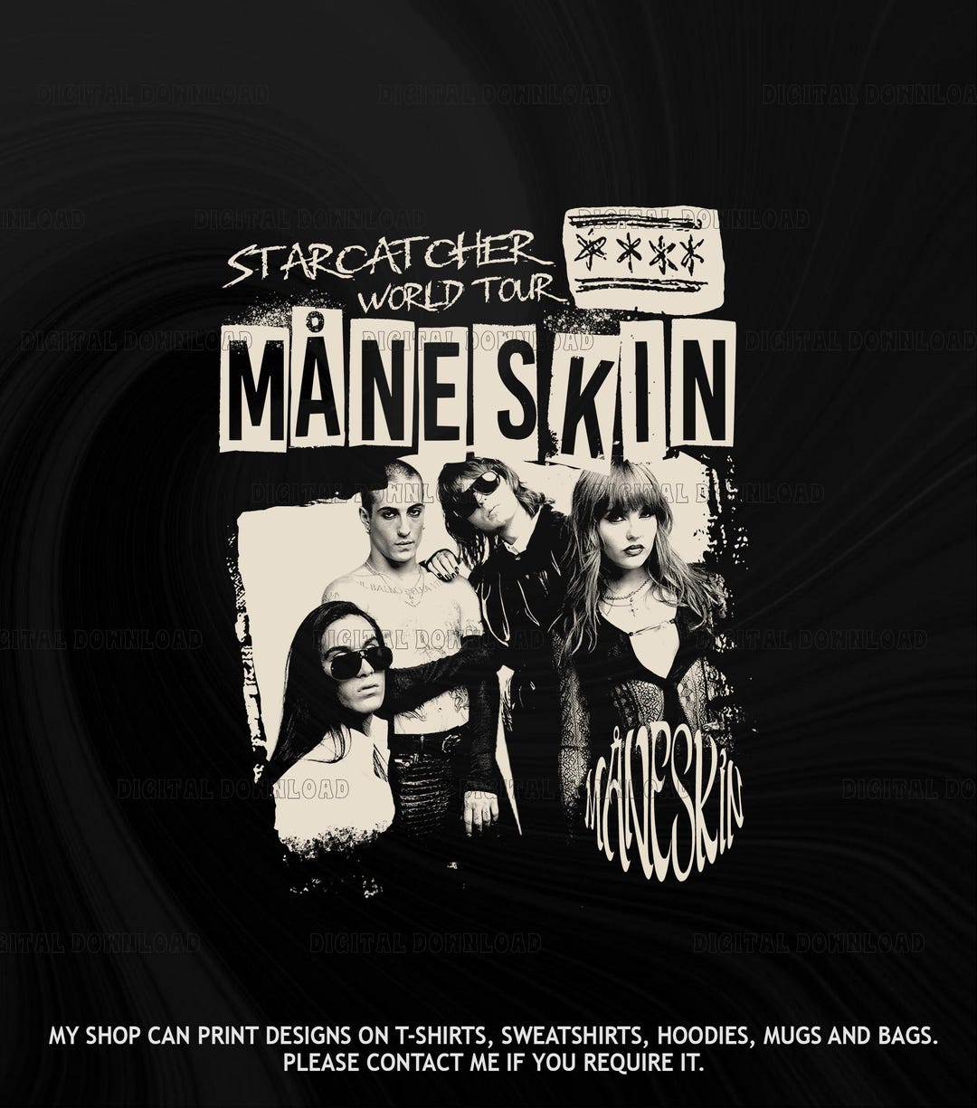 Måneskin Band Design Png, Bundle Måneskin Tour SVG, Rock Band Tour ...