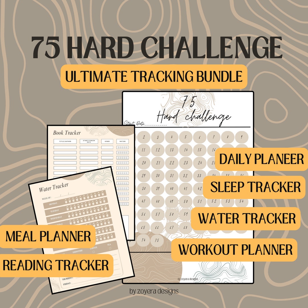 75 Hard Challenge, Daily Printable Fitness Planner, 75-day Challenge ...
