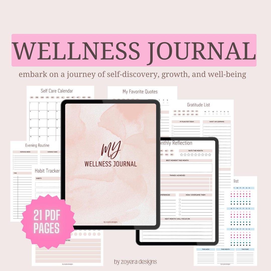 Printable Wellness Journal - Self-care & Mental Health Planner ...