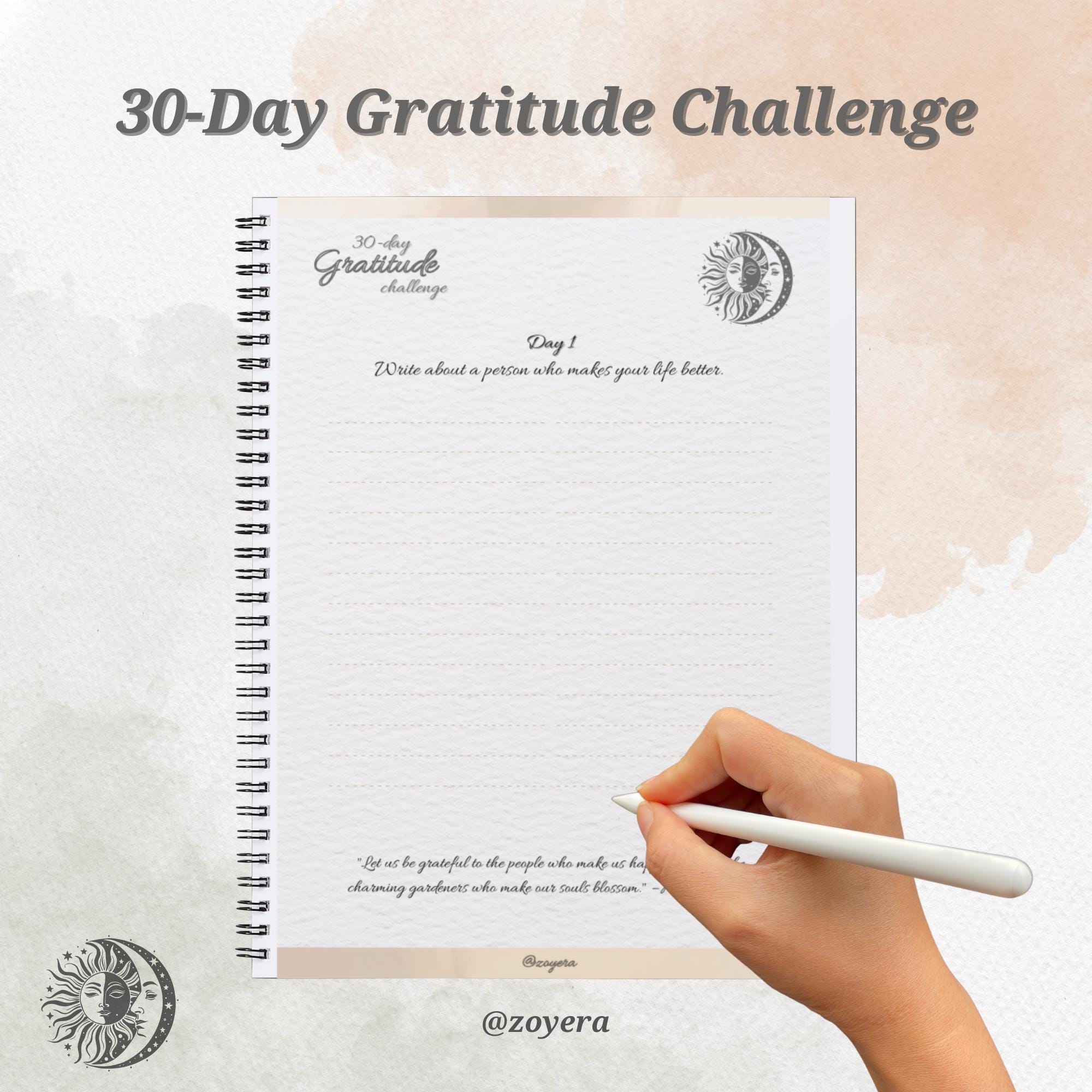 30-day Gratitude Challenge Printable | Self-care Journal Prompts, Daily ...
