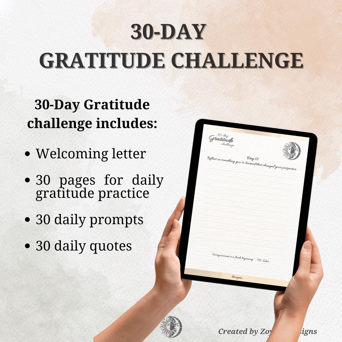 30-day Gratitude Challenge Printable | Self-care Journal Prompts, Daily ...