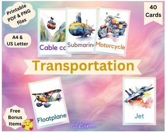 VEHICLES 24 Montessori Cards Flash Cards Nomenclature - Etsy