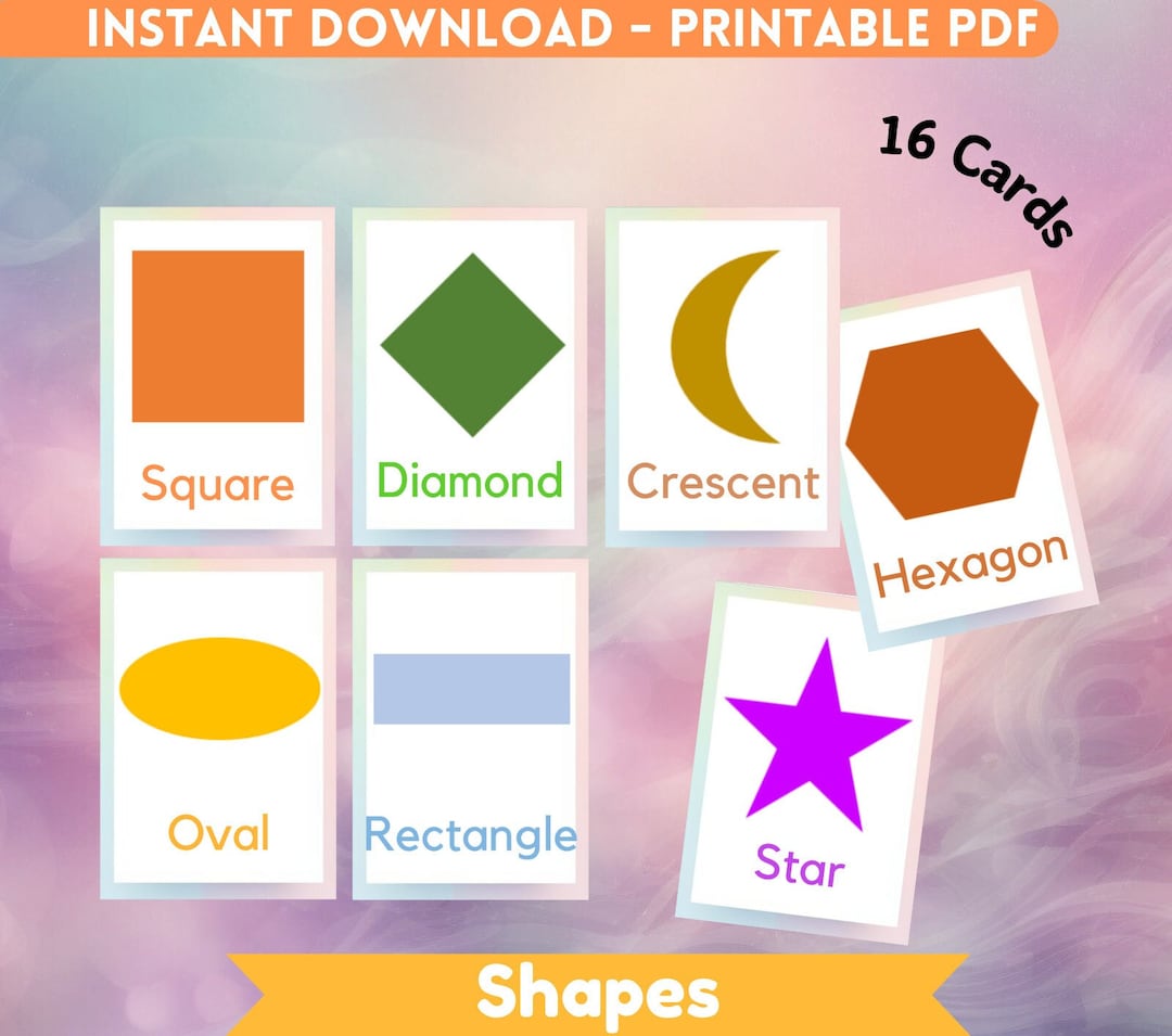 Shape Flash Card Printable Homeschool Learning Shape Flashcard ...