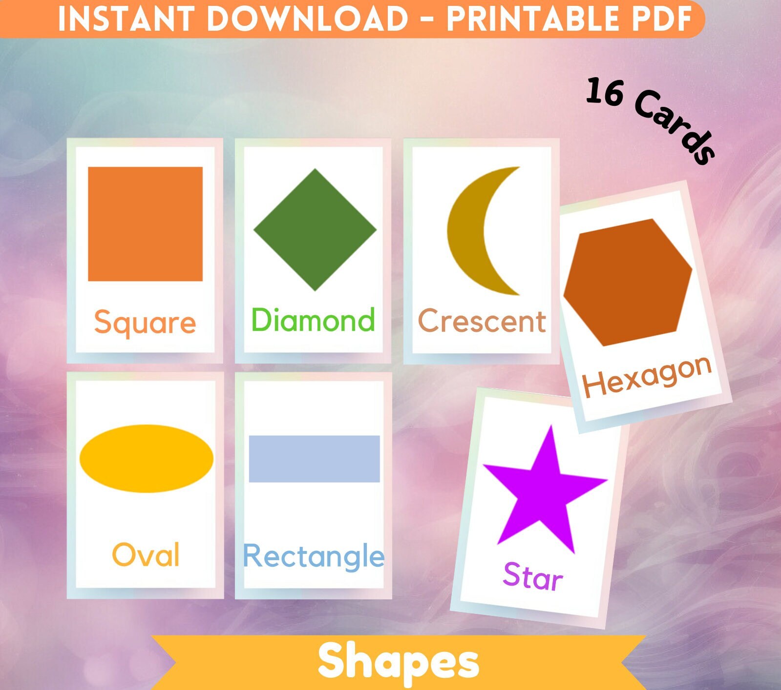 Shape Flash Card Printable Homeschool Learning Shape Flashcard ...
