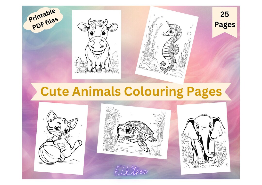 Cute Animal Colouring Page for Children Kawaii Animal Coloring Sheet ...