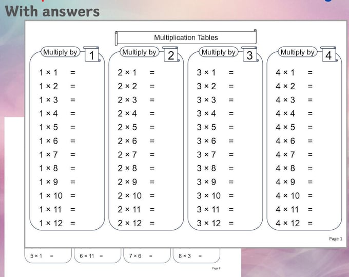 Multiplication Table Worksheet Printable Homeschooling Times Tables ...