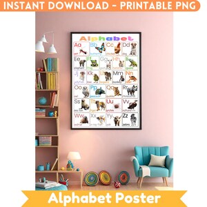 Printable Alphabet Poster Uppercase Letter Lowercase Letter Educational ...