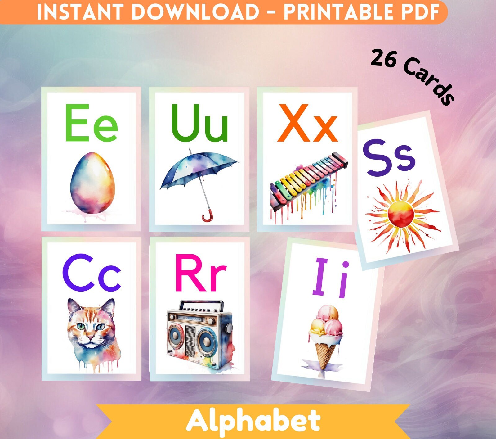 Learning Alphabet Flash Card Printable Homeschool Flashcard Capital ...