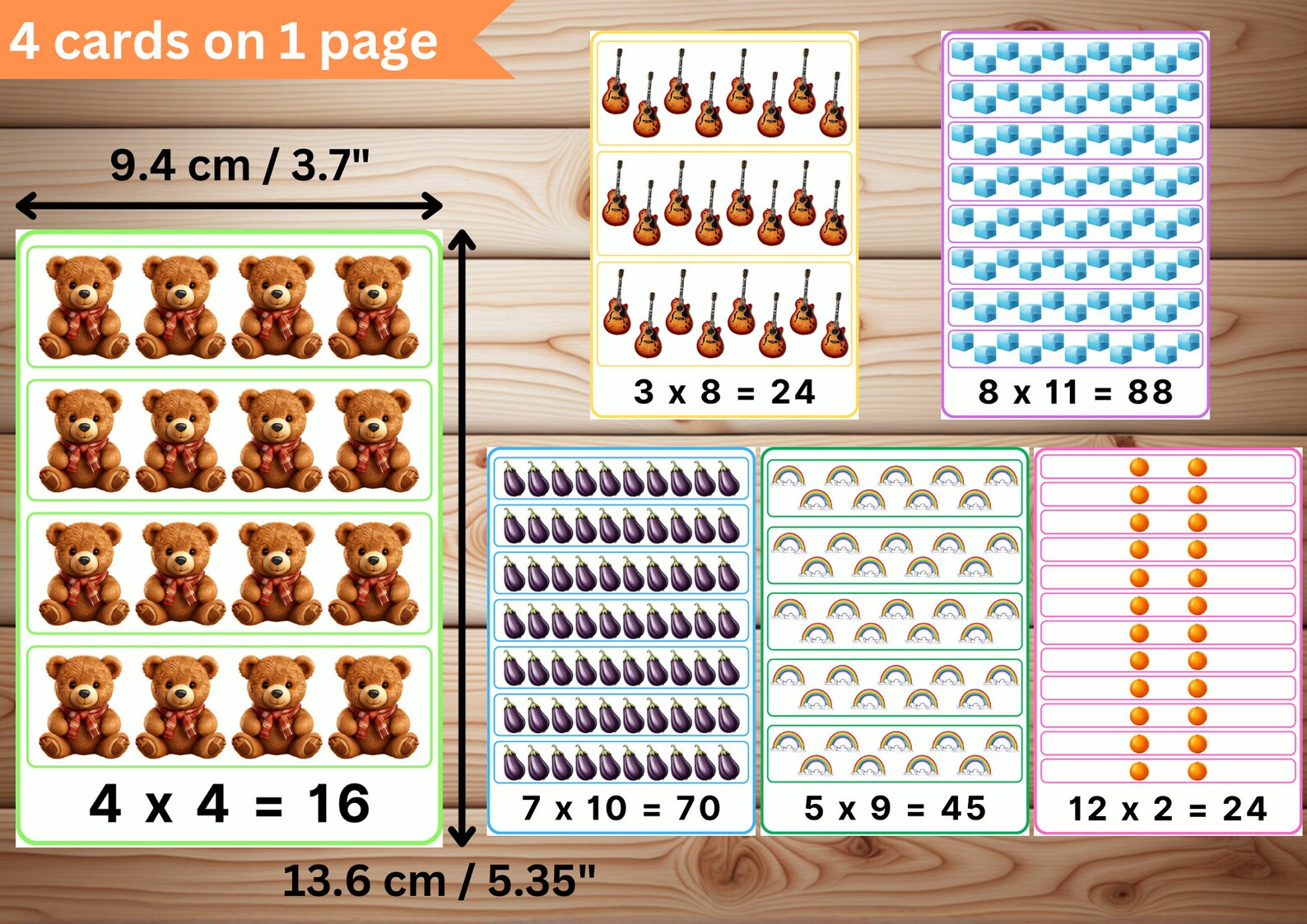 Multiplication Cards for Children Homeschooling Times Tables ...