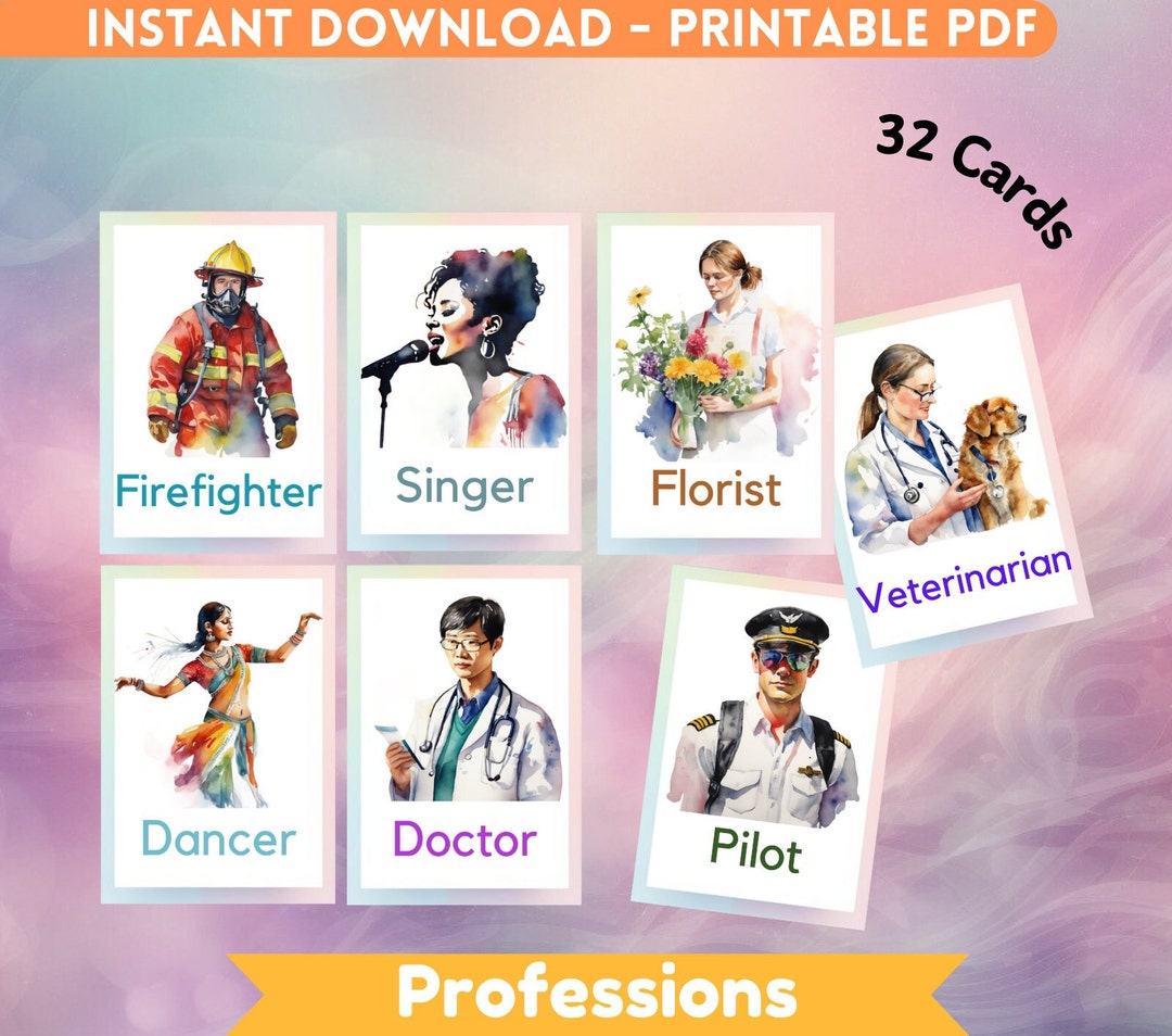 Profession Flashcard Printable Occupation Flash Card Homeschooling ...