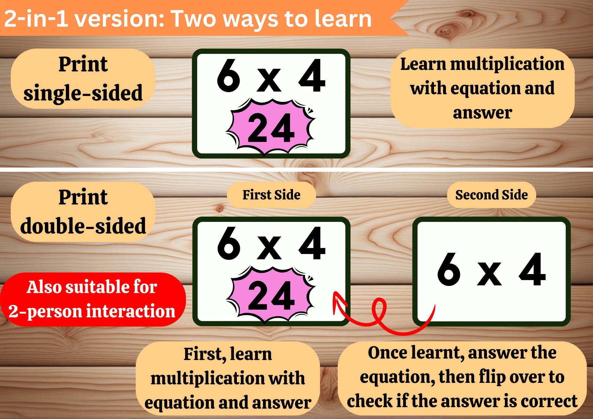 Multiplication Flash Card for Children Times Tables Flash Card ...