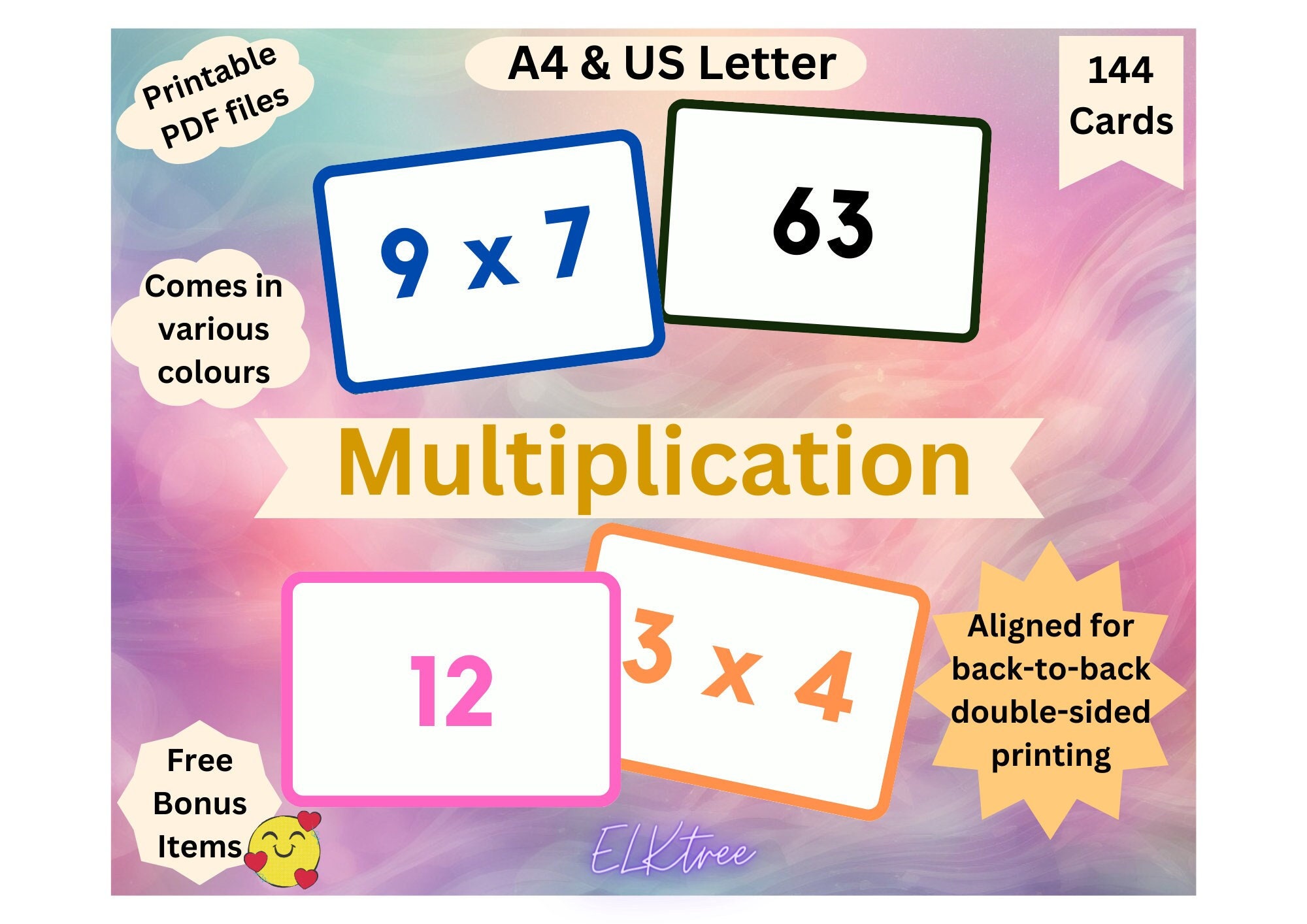 Multiplication Flash Card Printable Multiplication Flashcard - Etsy
