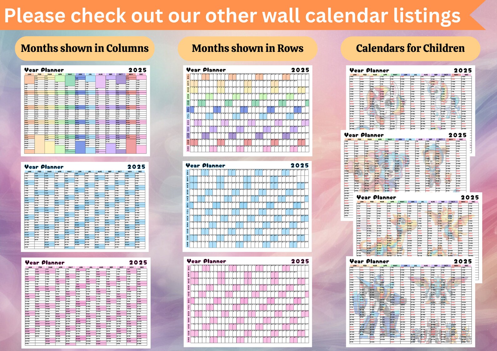 Giant 2025 Wall Planner Printable 2025 Calendar Full Year Wall Calendar ...