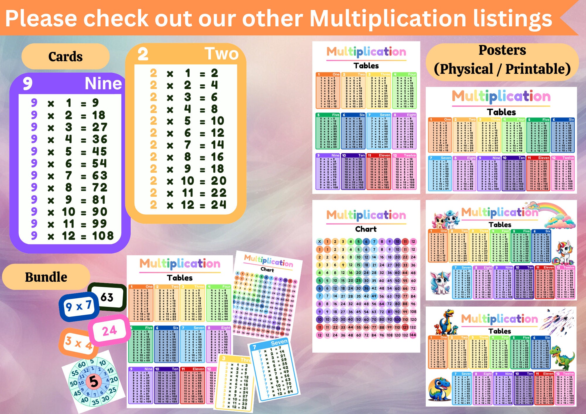 Multiplication Flash Card Printable Multiplication Flashcard Homeschool ...