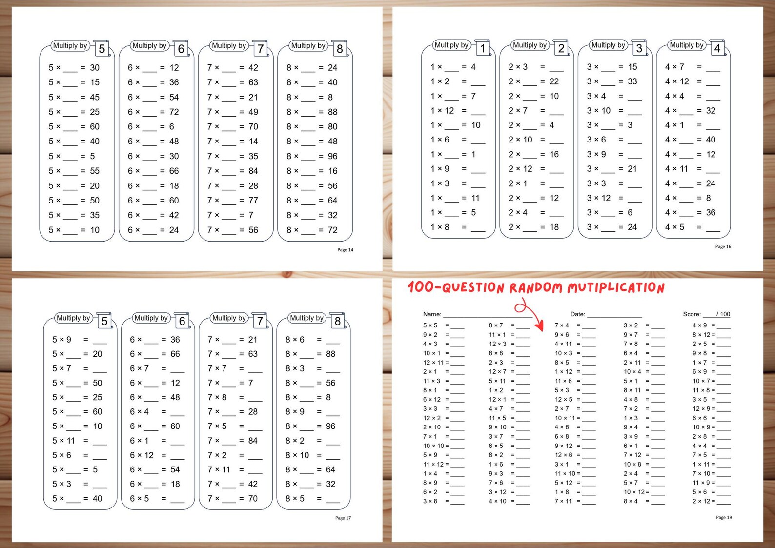 Multiplication Table Worksheet Printable Homeschooling Times Tables ...
