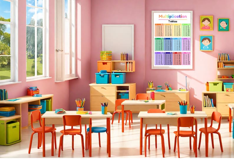 Multiplication Table Printable Times Table Poster for Homeschool ...