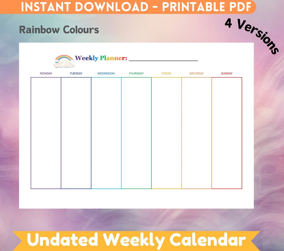 Weekly Planner Undated Printable Blank Weekly Calendar Fillable ...
