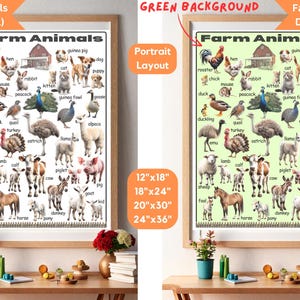 Children Education Poster Farm Animal Print Alphabet Wall Poster Kid ...