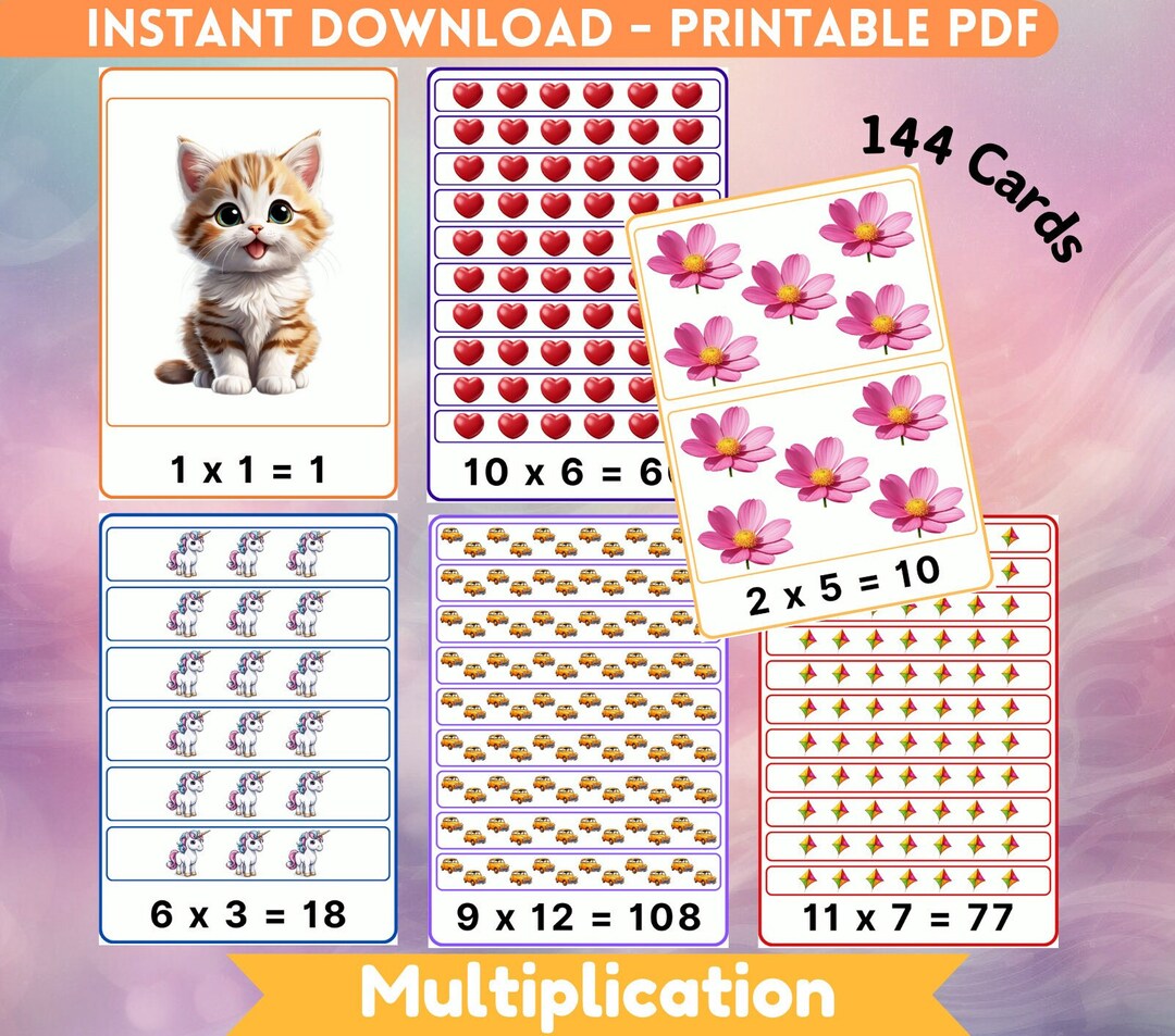 Multiplication Cards for Children Homeschooling Times Tables ...