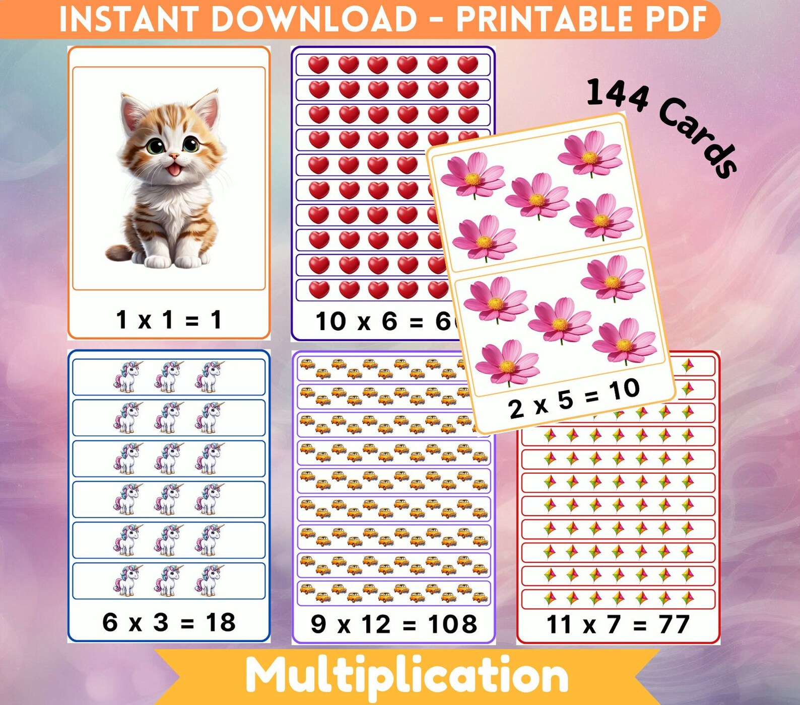 Multiplication Cards for Children Homeschooling Times Tables ...