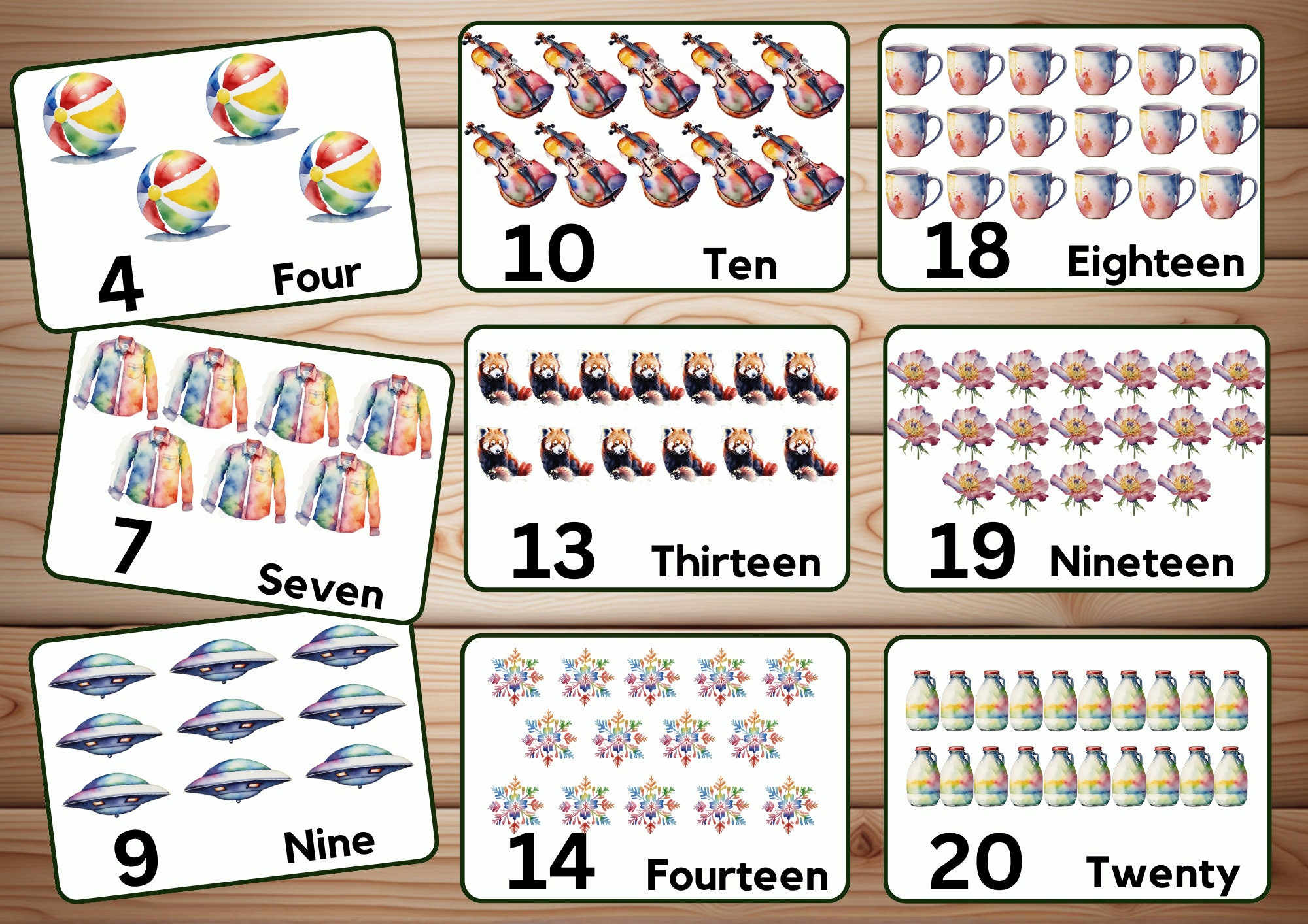 Printable English Number Flash Card Picture Count Card Homeschool ...