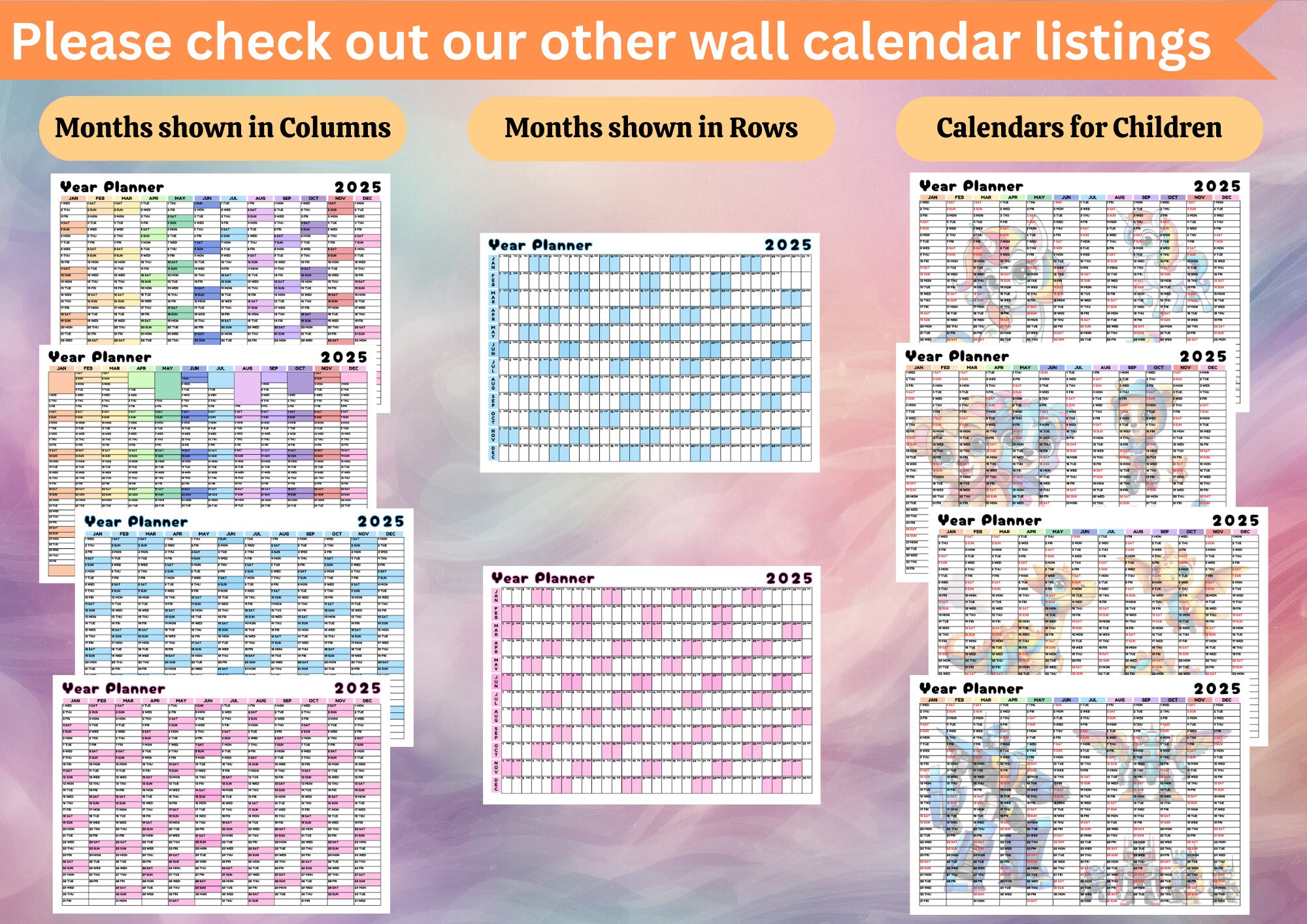 2025 Giant Wall Planner Printable 2025 Calendar Full Year Wall Calendar ...