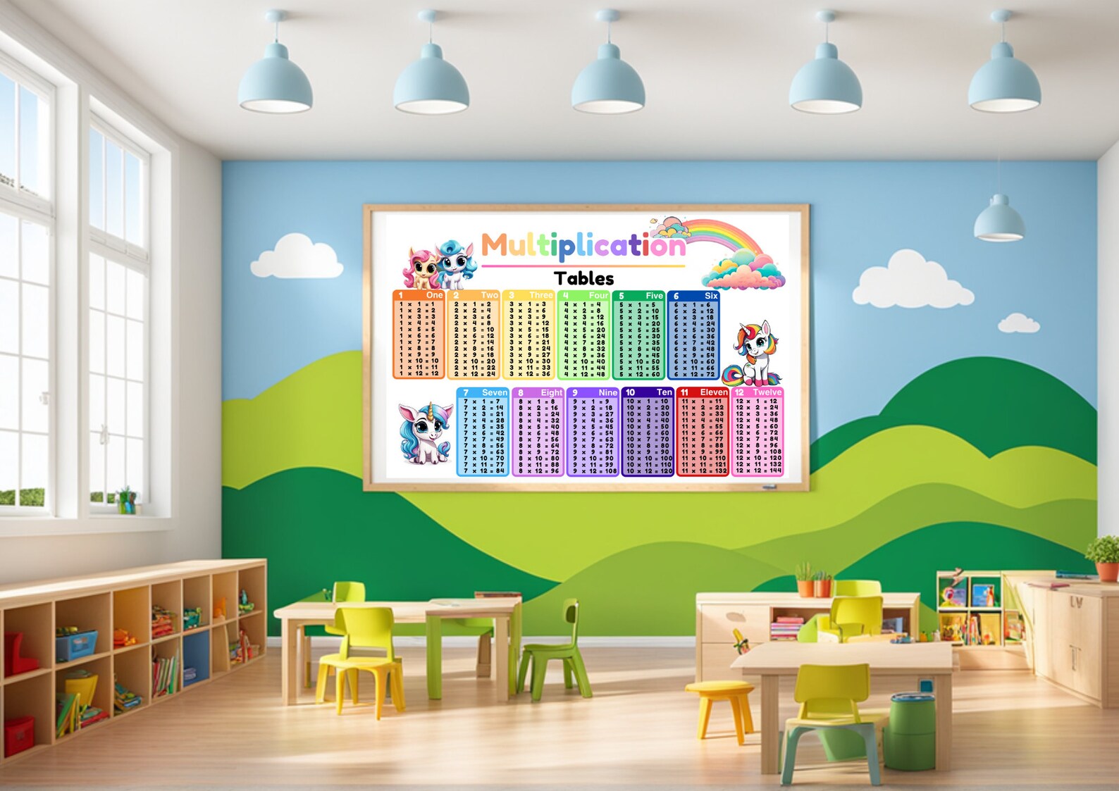 Preschool Multiplication Table Printable Times Table Poster Nursery Multiplication Chart ...