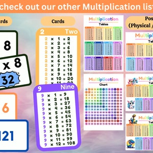 Multiplication Cards for Children Homeschooling Times Tables ...